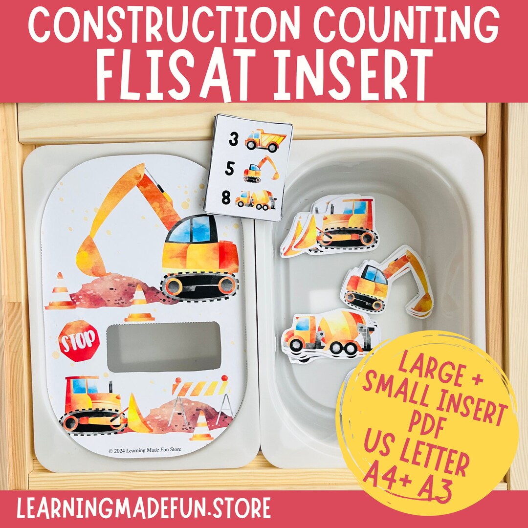 Construction Vehicles Counting to 10, Printable Flisat Insert, Trofast ...