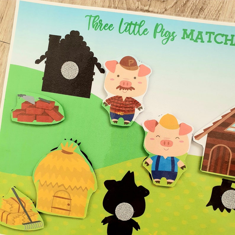 Three Little Pigs Matching Game: Toddler Learning Activity (PDF) - Etsy