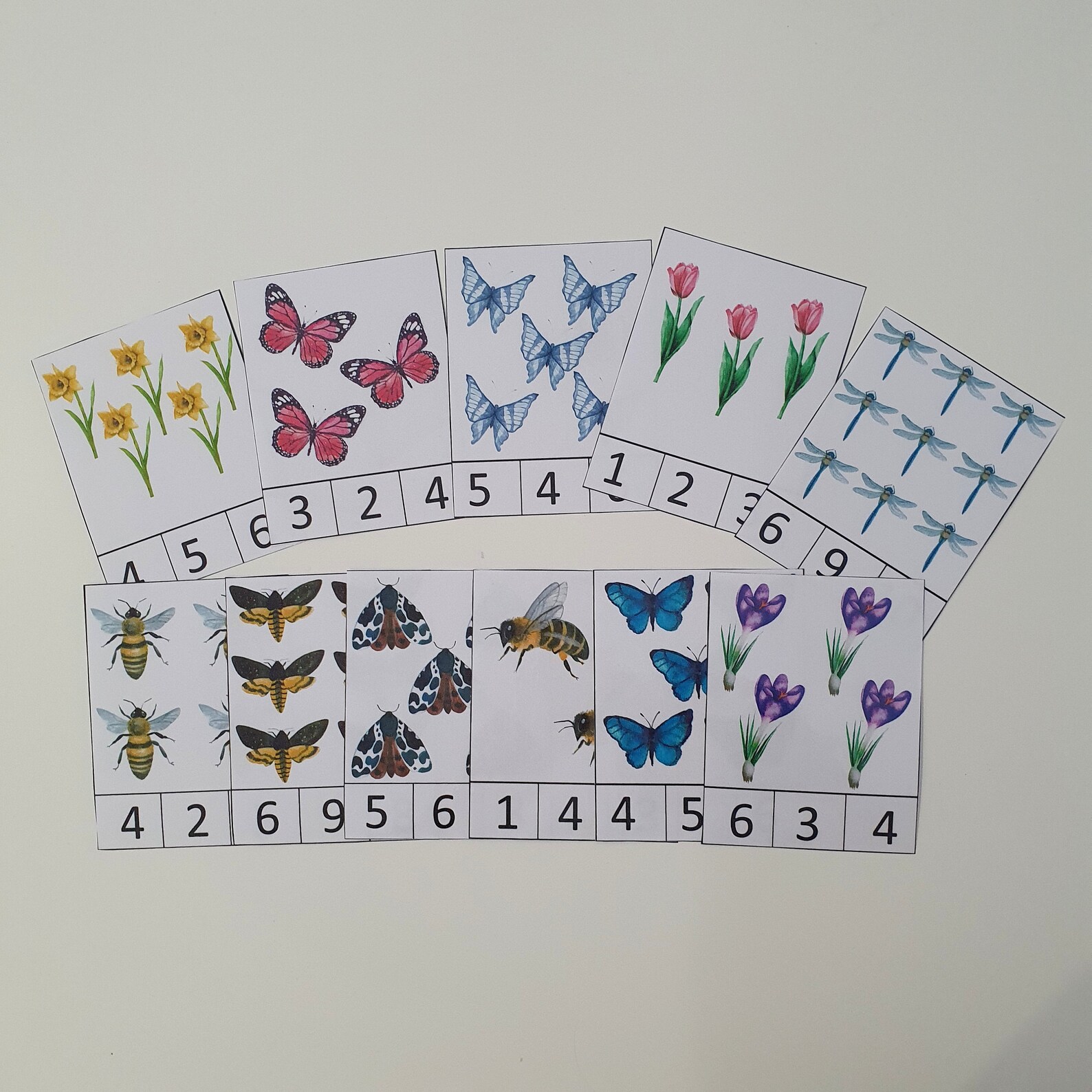 Montessori Spring Count Clip Cards Numbers 1-10 Count and | Etsy