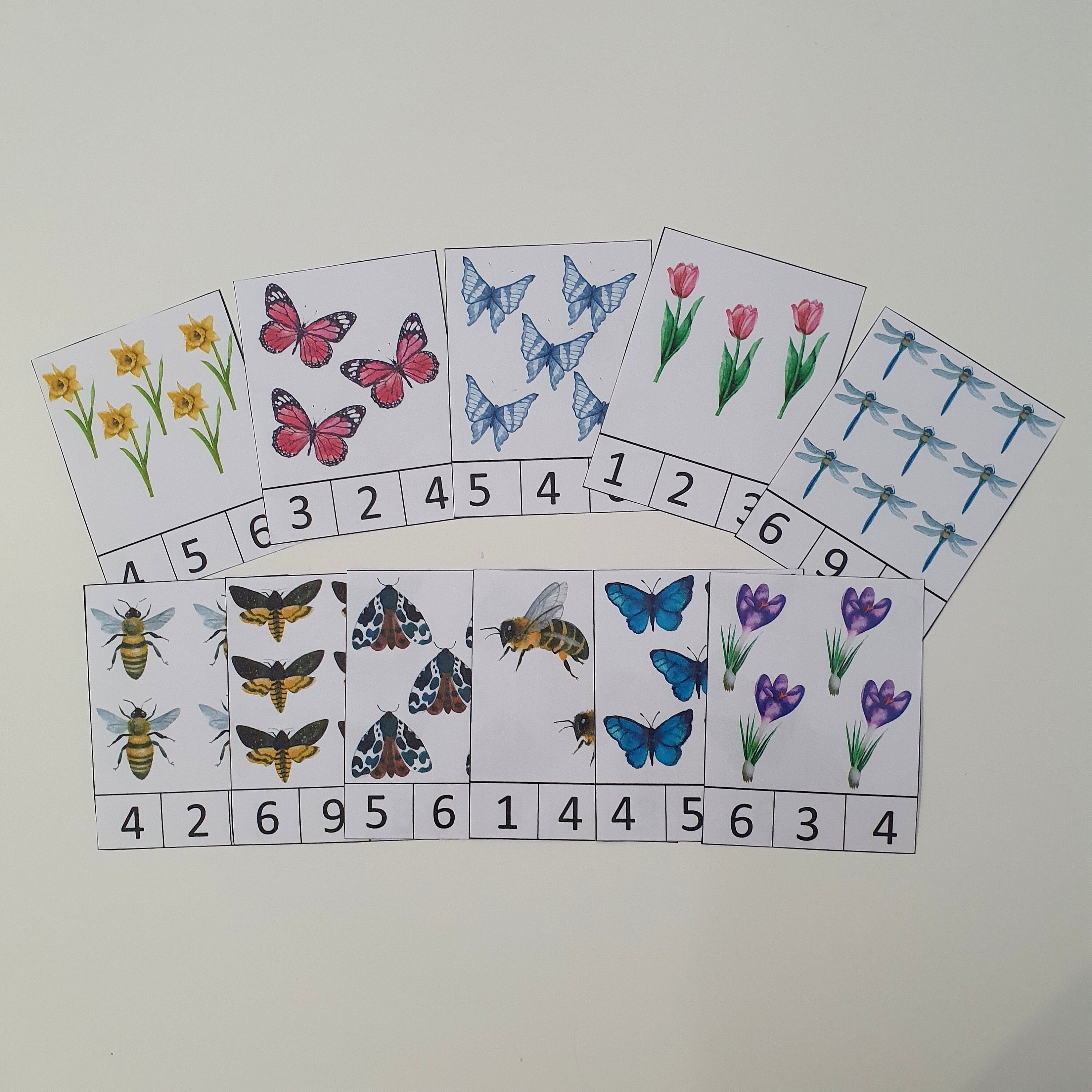 Montessori Spring Count Clip Cards Numbers 1-10 Count and | Etsy