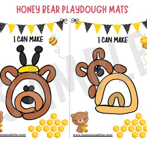 Bear Play Dough Mats Fine Motor Skills Visual Cards Bee Play Doh Mats ...