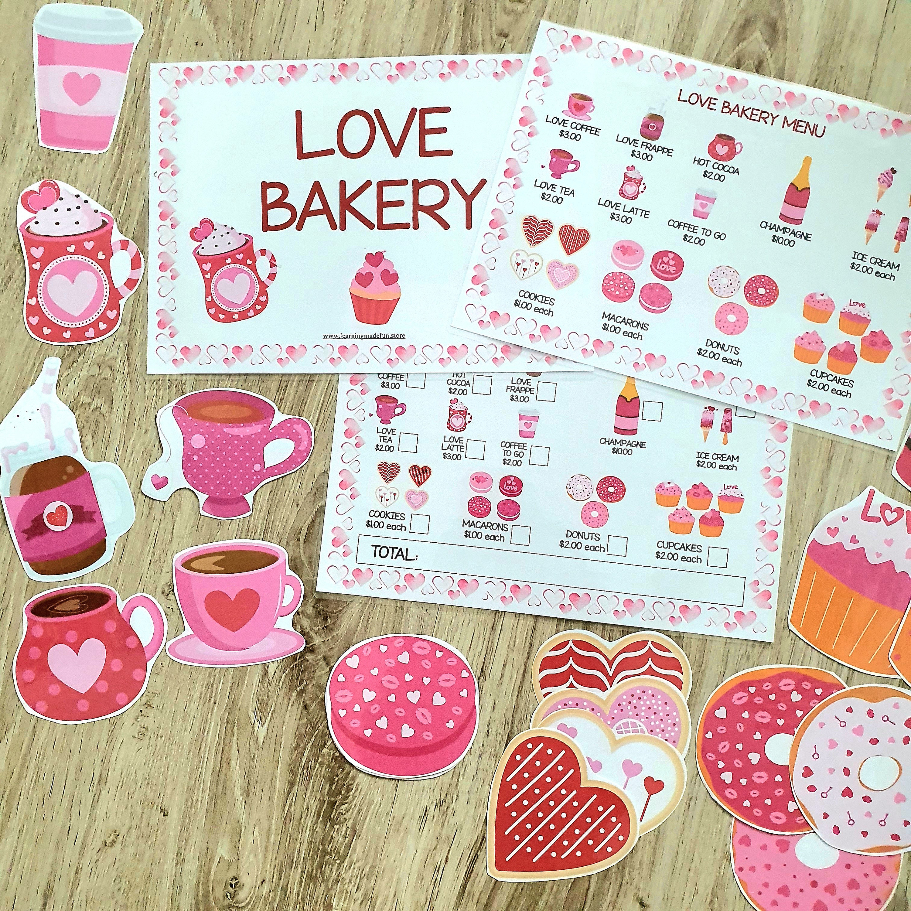 Valentine's Bakery Pretend Play Kit: Printable Learning Activity (PDF ...