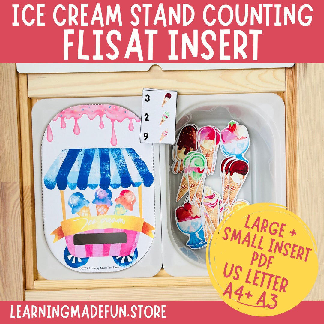 Ice Cream Stand Counting, Printable Flisat Insert, Trofast Insert ...