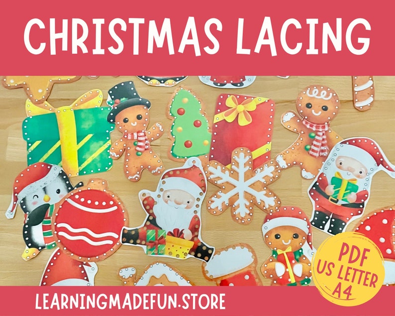 Christmas Printable Lacing Cards Toddler Fine Motor Skill - Etsy