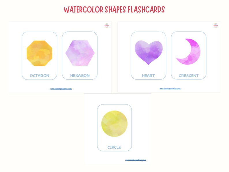 Shapes Flashcards Shapes for preschool 2D Shapes Flash | Etsy