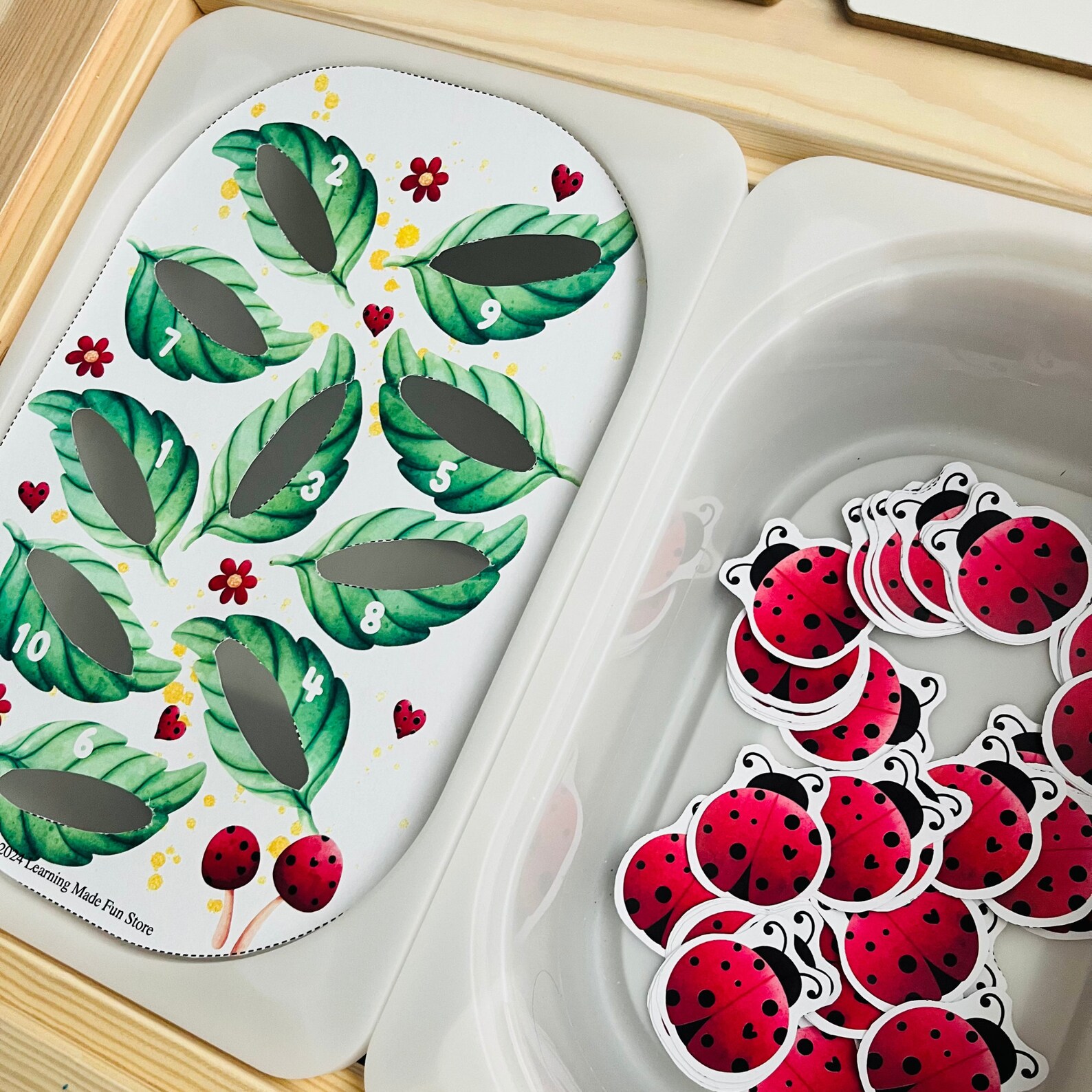 Ladybug Counting Flisat Insert, Preschool Sensory Play (digital ...