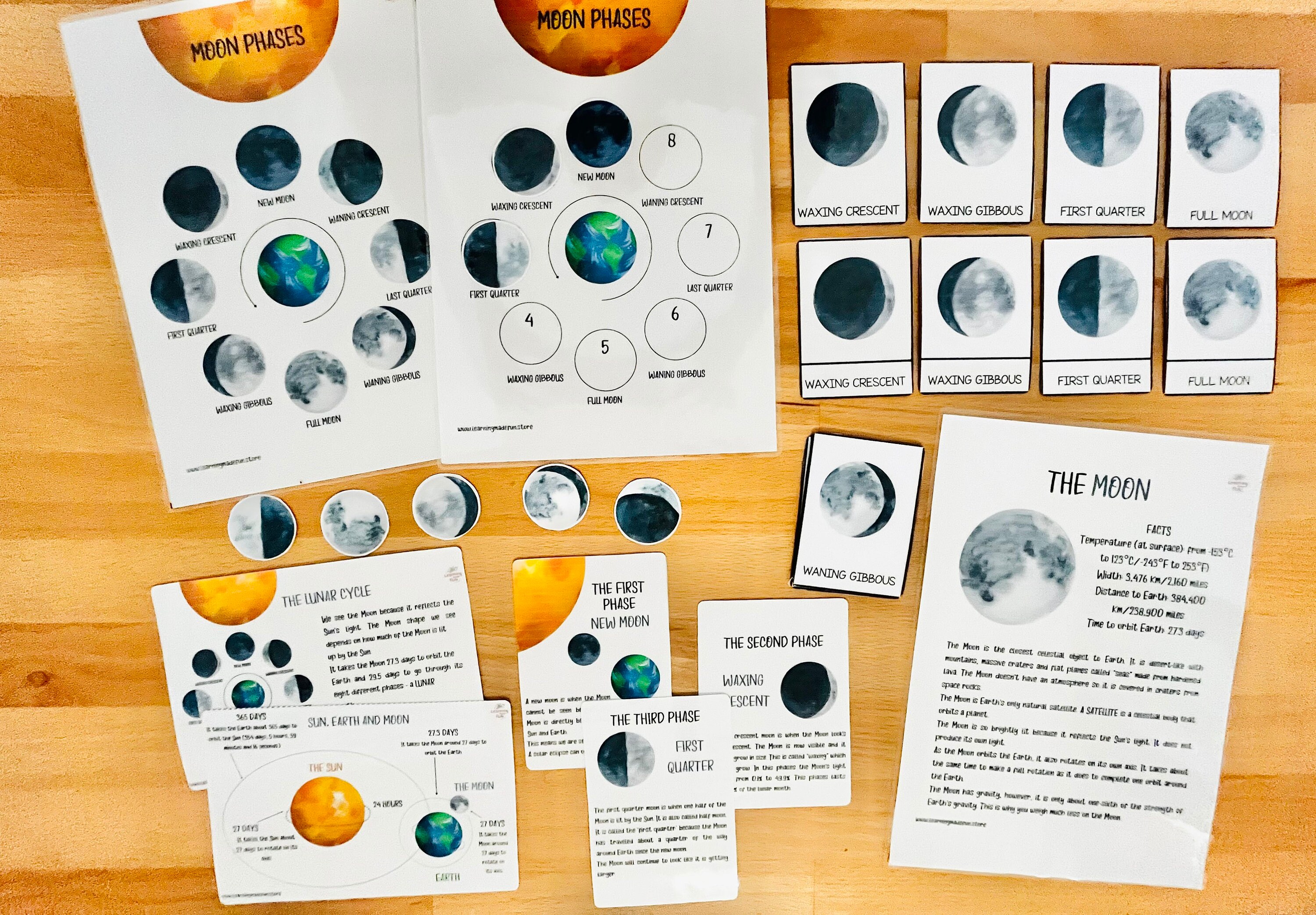 Moon Phases Unit Study: Montessori Learning Activity (digital Download ...