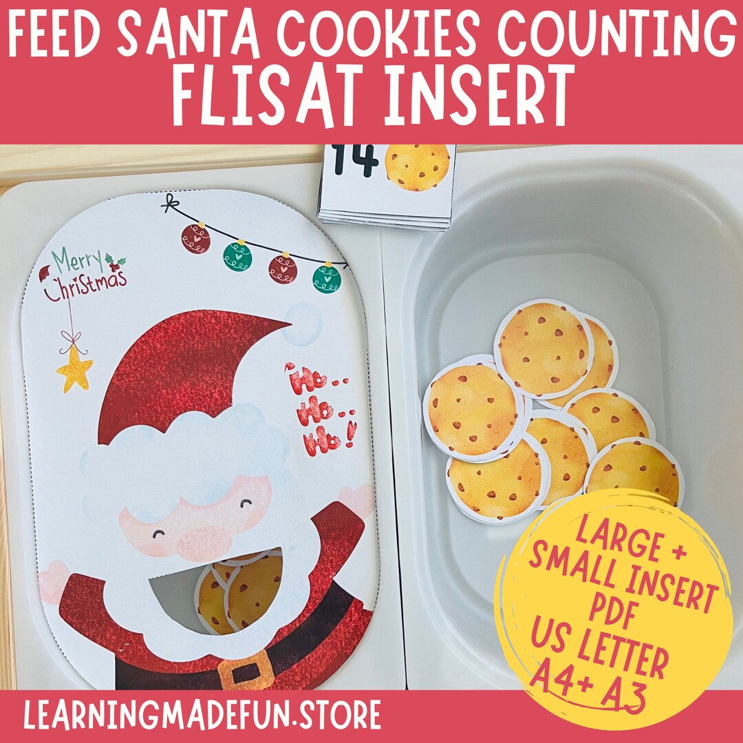 Christmas Santa Counting to 20, Printable Flisat Insert, Trofast Insert ...