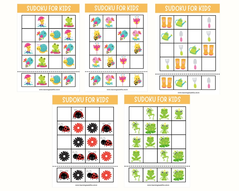 Spring Sudoku Games: Toddler Learning Activities (printable) - Etsy