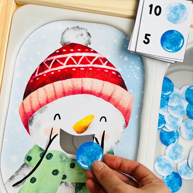 Feed the Snowman Flisat Insert: Winter Counting Game (printable) - Etsy