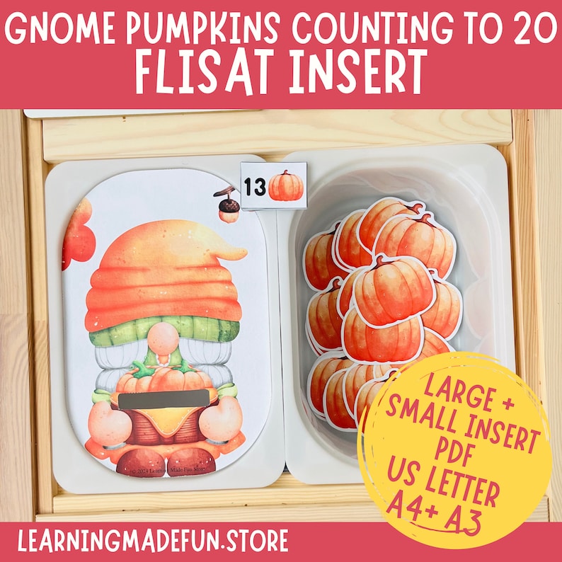 Pumpkins Counting to 20, Printable Flisat Insert, Trofast Insert ...