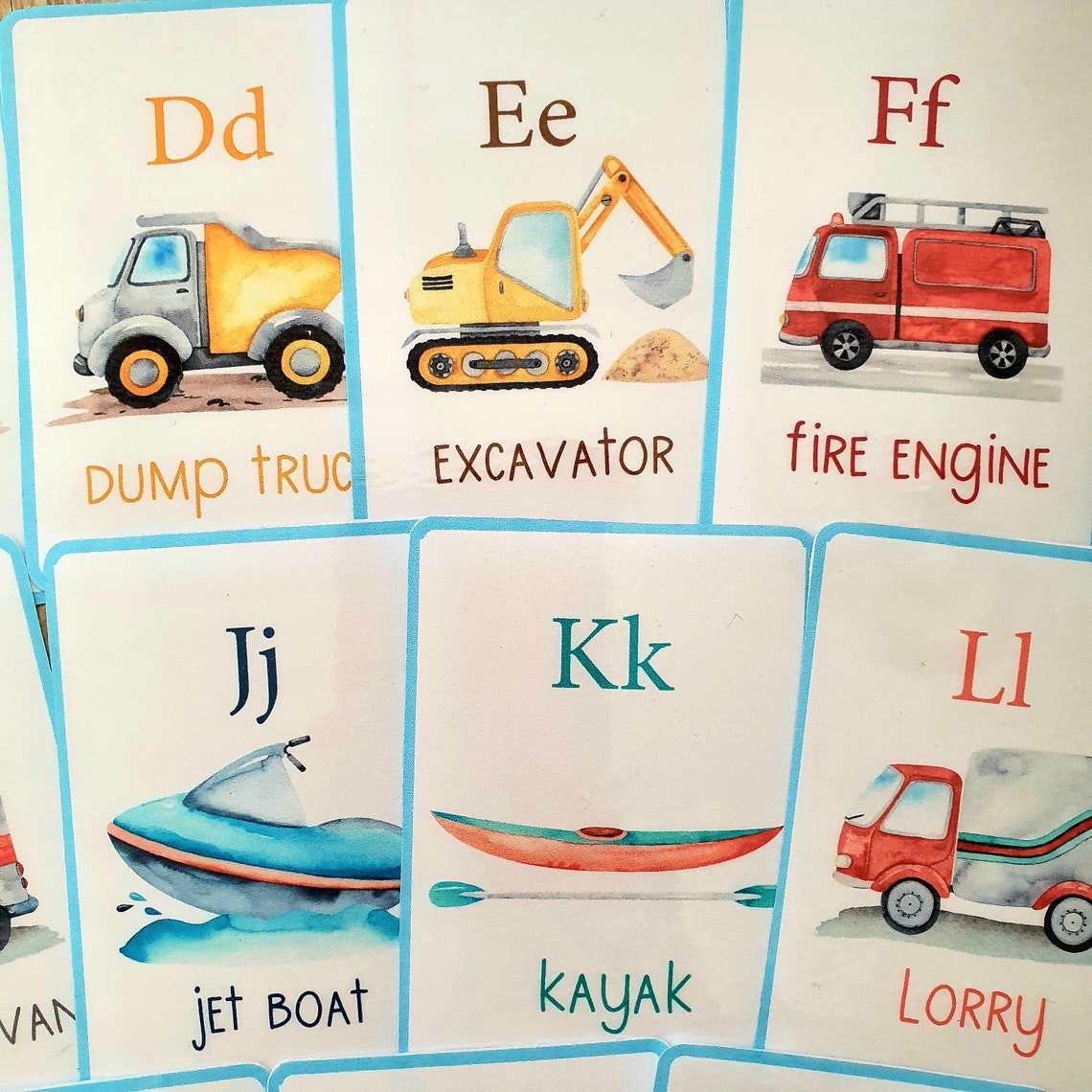 Alphabet Flashcards Transportation Cards Preschool Flash - Etsy