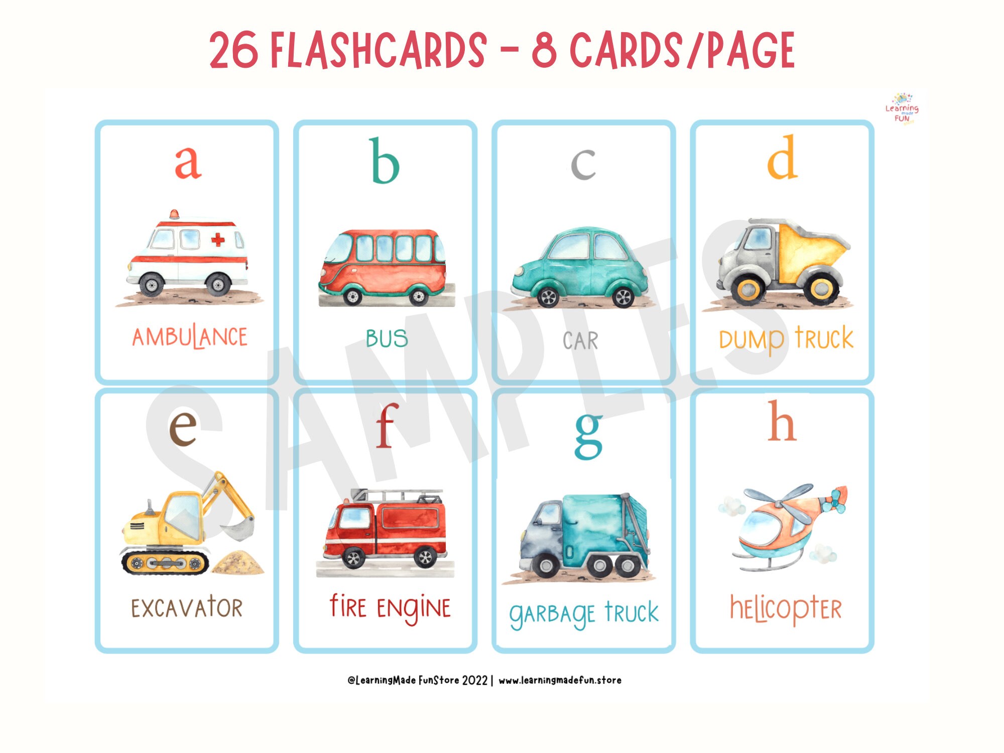 Lowercase Alphabet Flashcards Transportation Cards Preschool - Etsy
