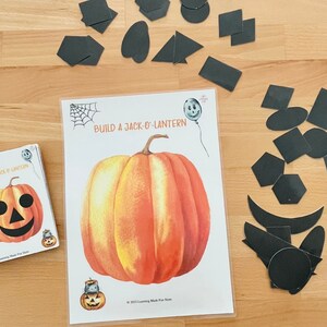Jack-o-lantern Printable Activity: Matching Shapes Halloween Game (PDF ...