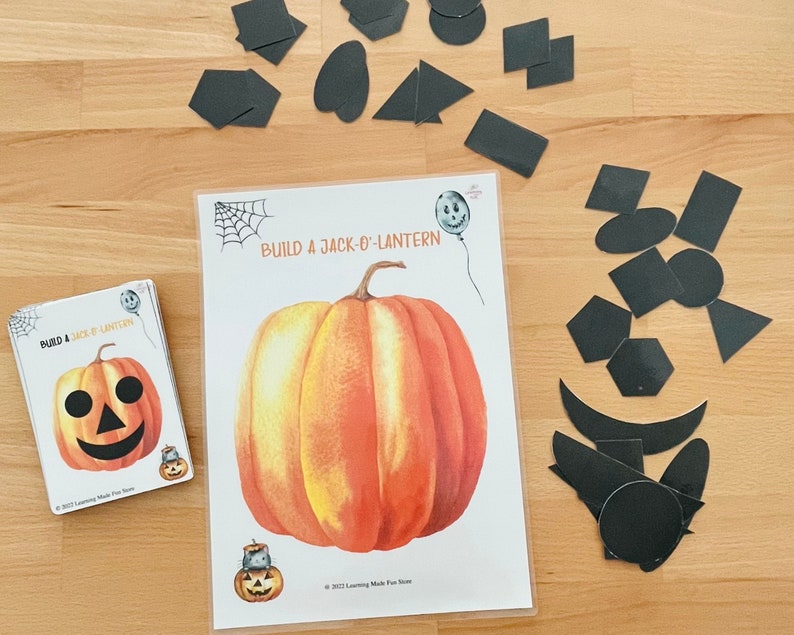 Jack-o-lantern Printable Activity: Matching Shapes Halloween Game (PDF ...