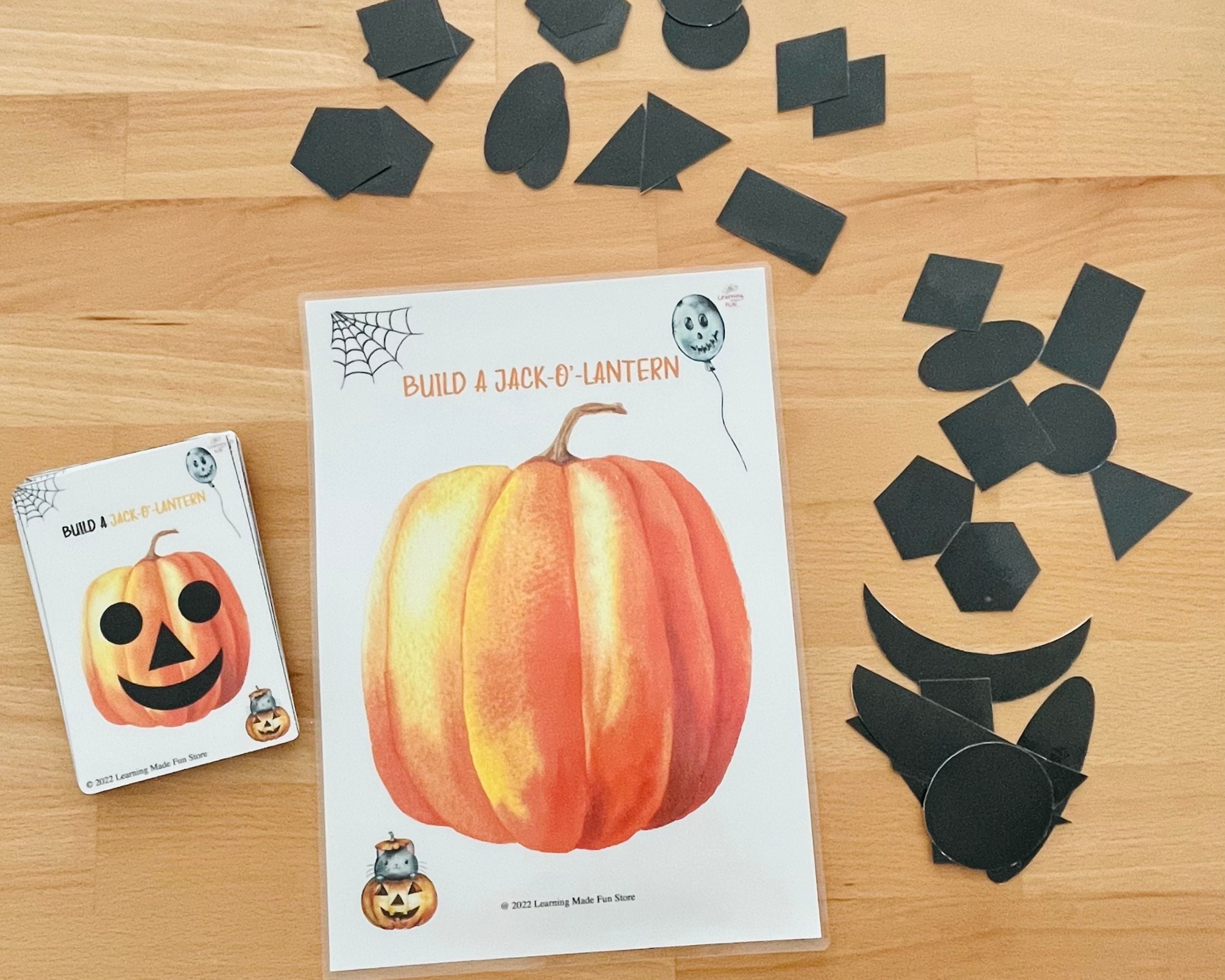 Jack-o-lantern Printable Activity: Matching Shapes Halloween Game (PDF ...