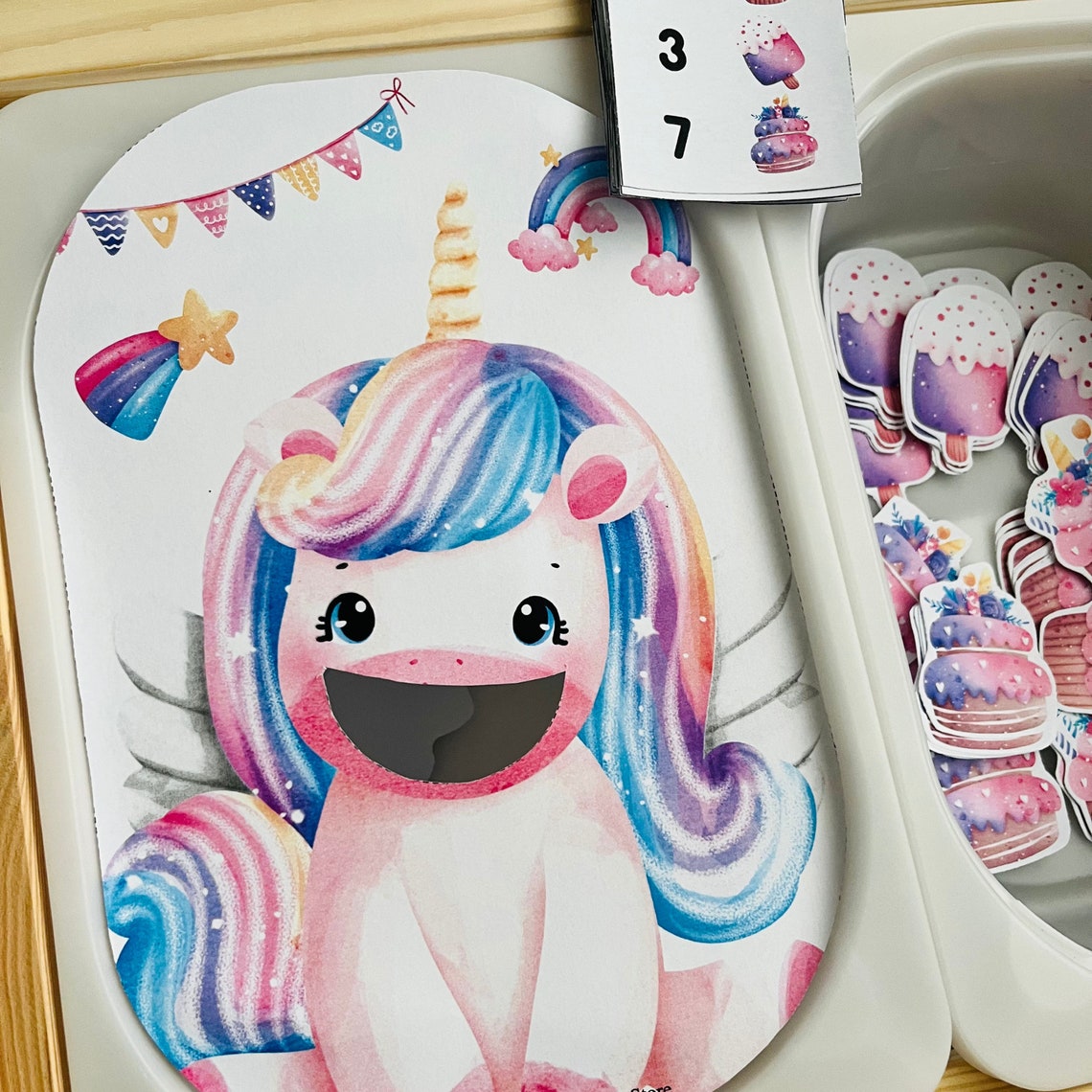 Feed the Unicorn Counting Cards: Flisat Insert Printable (digital ...