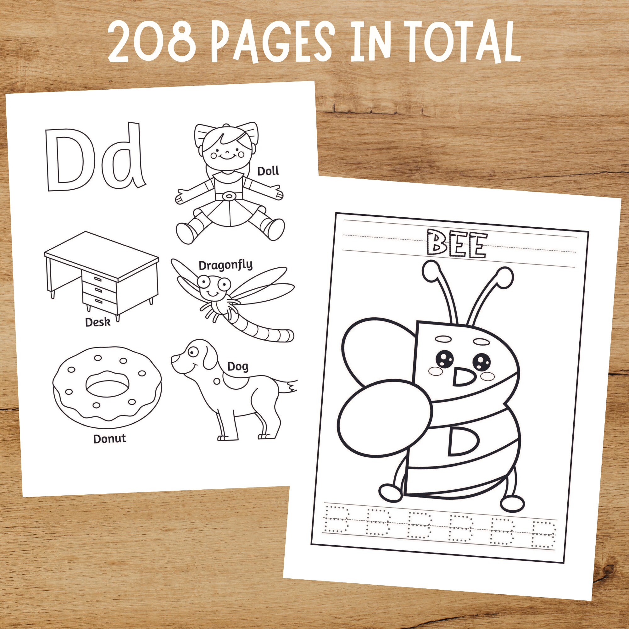 Alphabet Worksheets: Letter Tracing & Coloring Pages (PDF Download) - Etsy