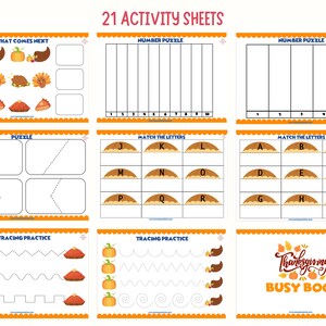 THANKSGIVING BINDER, Autumn Busy Book, Printable Busy Book, Preschool ...