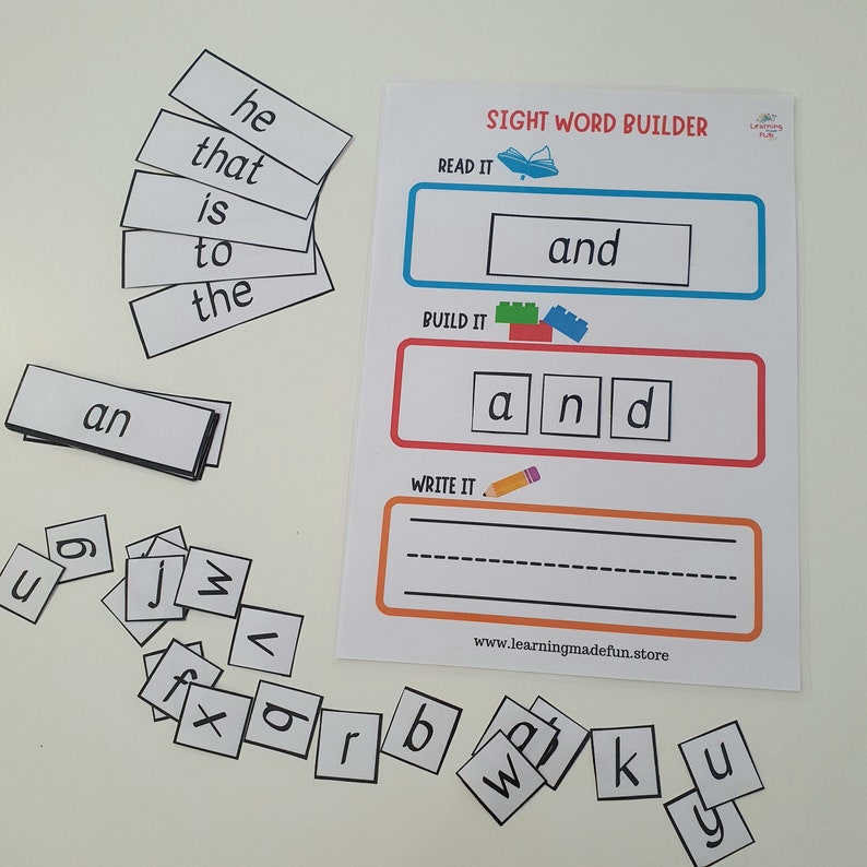 Sight Word Practice Printable Spelling Game Kindergarten - Etsy