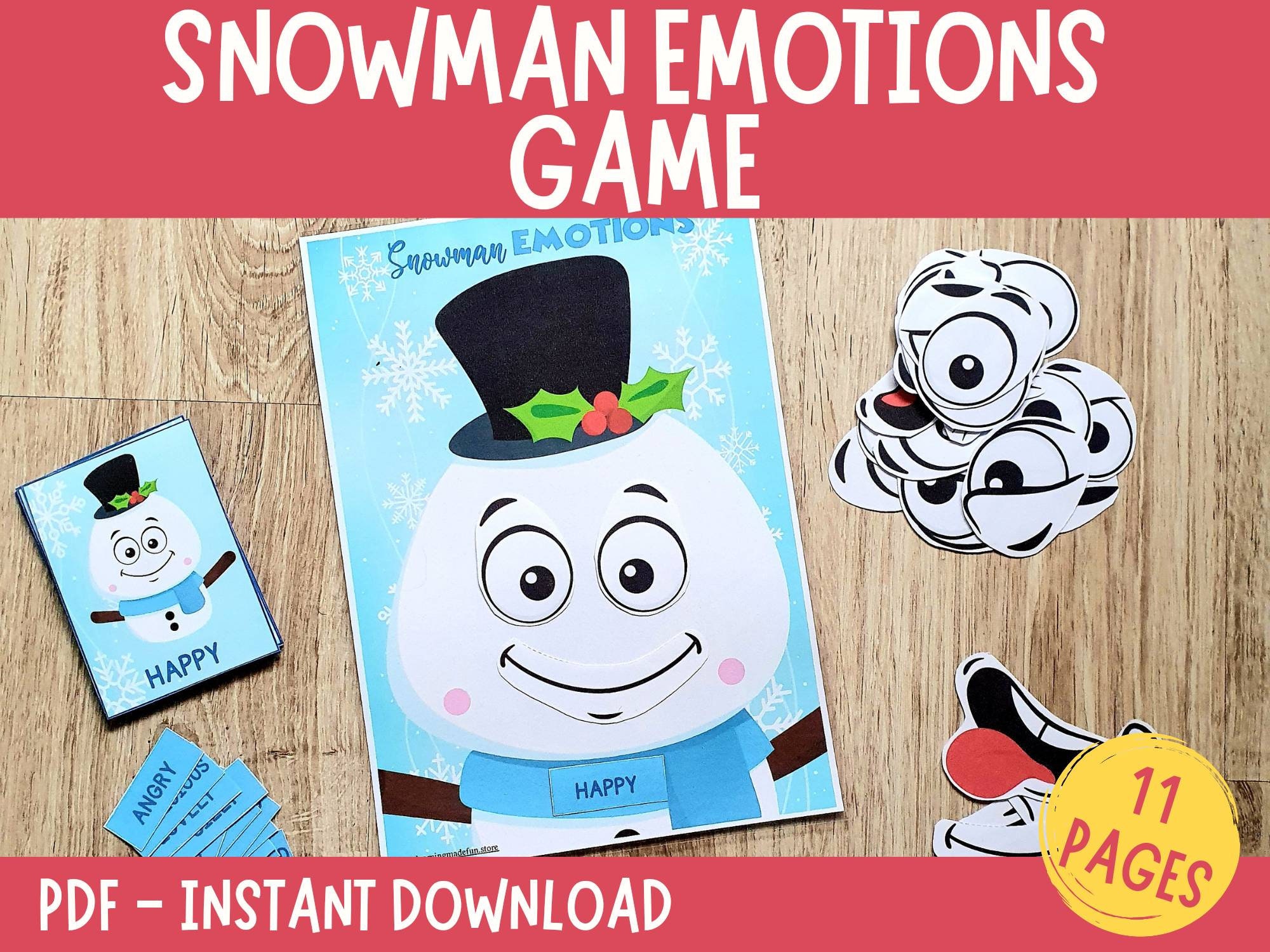Snowman Emotions and Feelings Winter Printable Activity for | Etsy