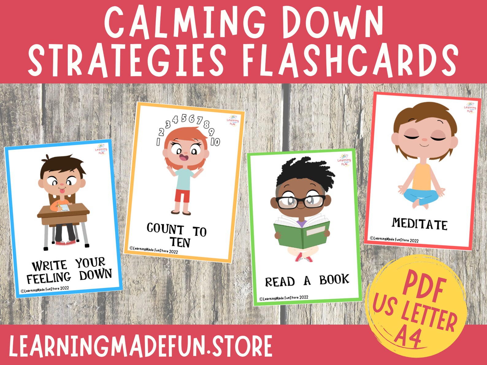 Calm Down Strategies Flashcards, Coping Skills, Techniques, Calm Down ...