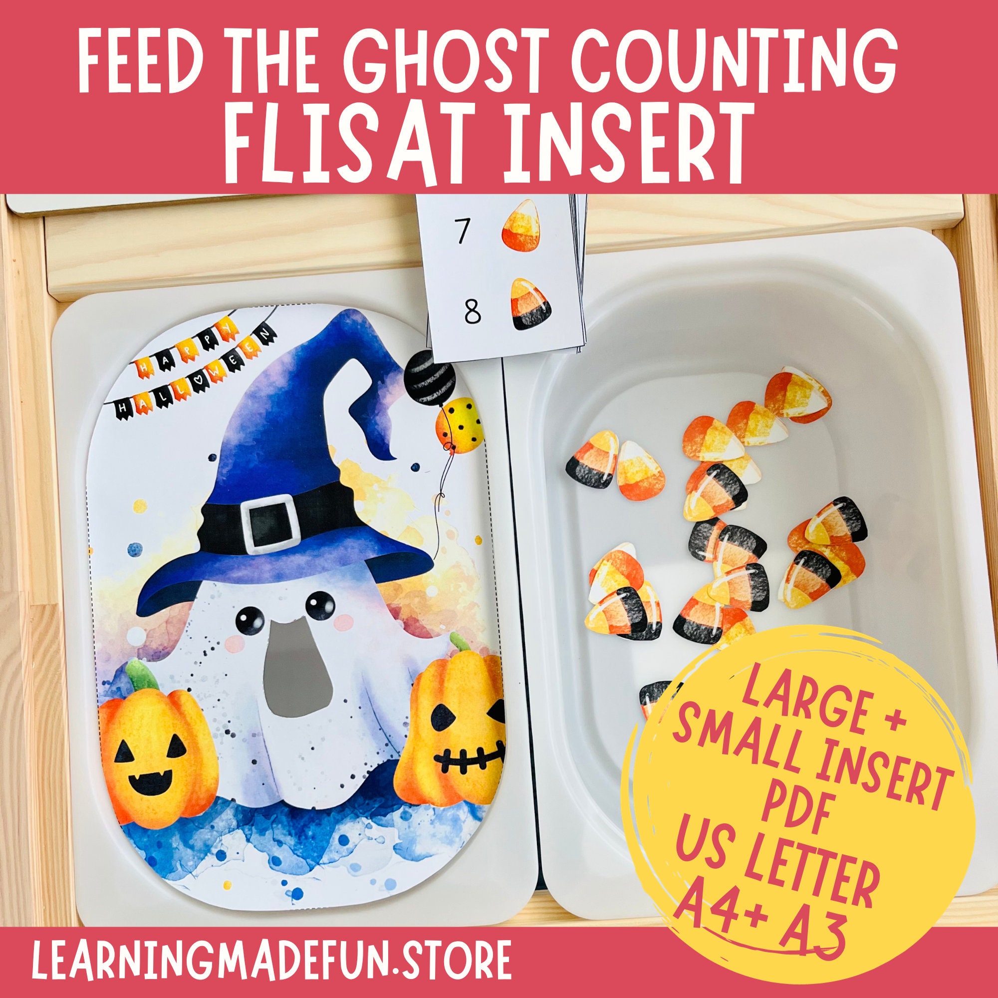 Halloween Flisat Insert, Feed the Ghost, Preschool Counting (digital ...