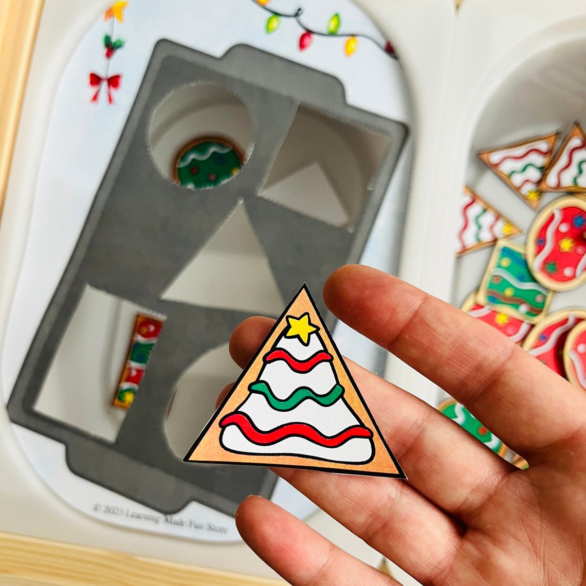 Christmas Shapes Sorting Flisat Insert, Cookie Theme (digital Download ...