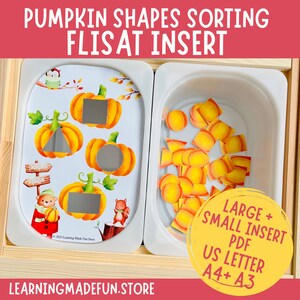 Pumpkin Shapes Sorting Printable Flisat Insert, Trofast Insert ...