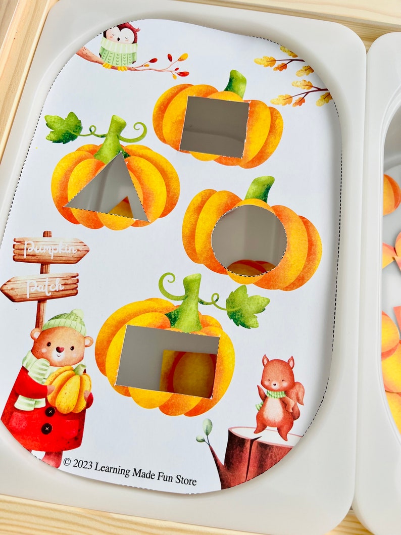 Pumpkin Shape Sorting Flisat Insert, Preschool Learning (digital ...