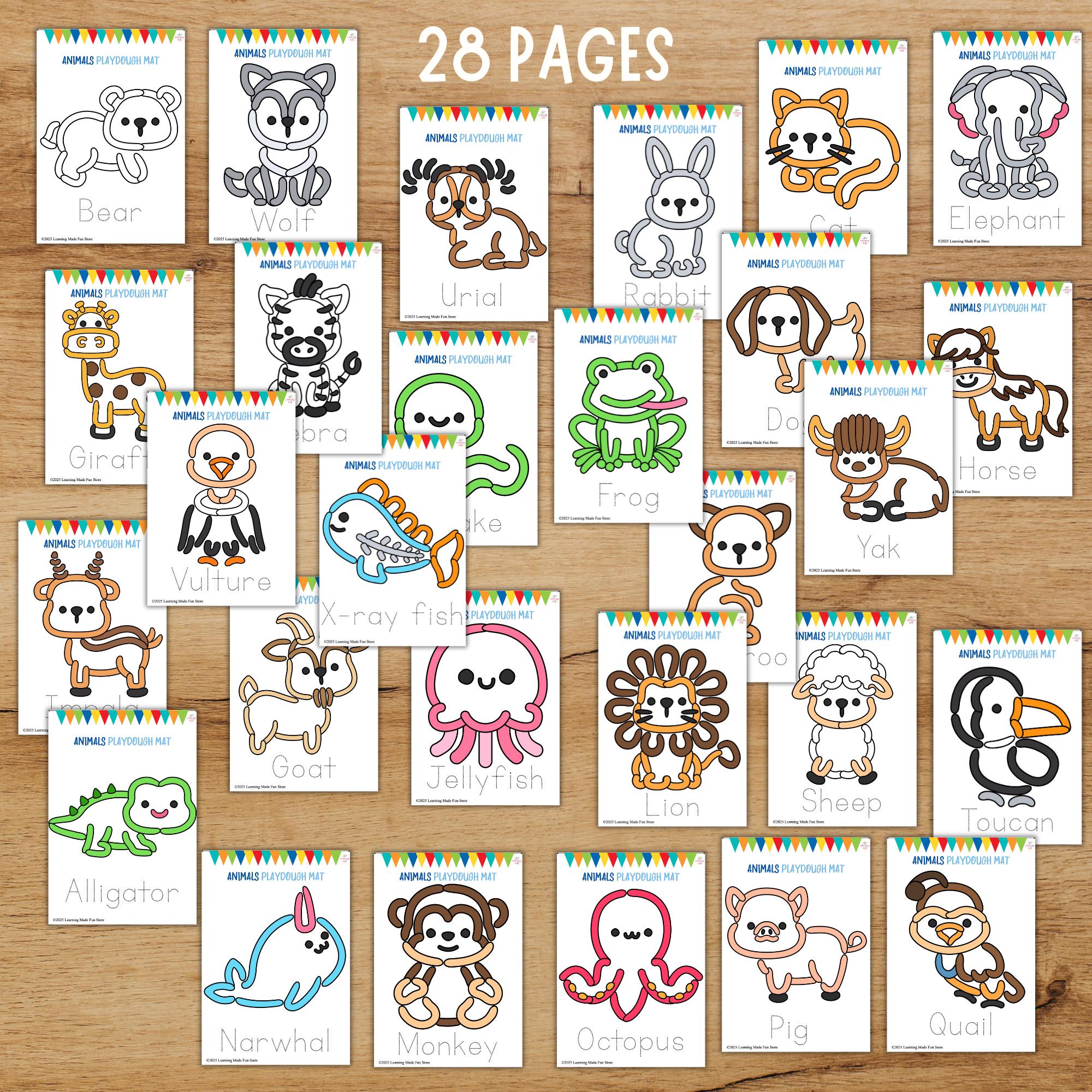Animals Play Dough Mats, Zoo Animals Play Doh Activity, for Homeschool ...