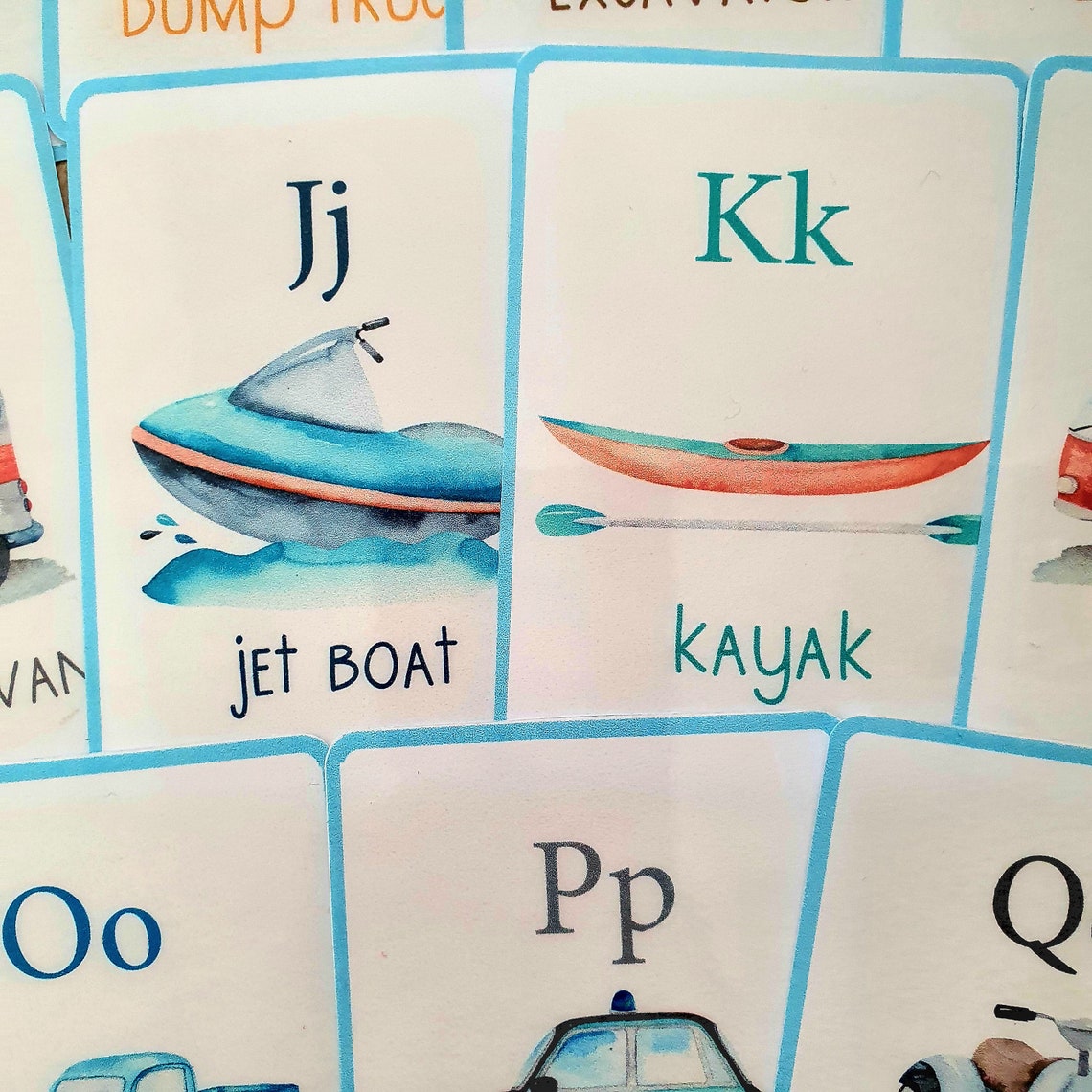 Alphabet Flashcards Transportation Cards Preschool Flash - Etsy