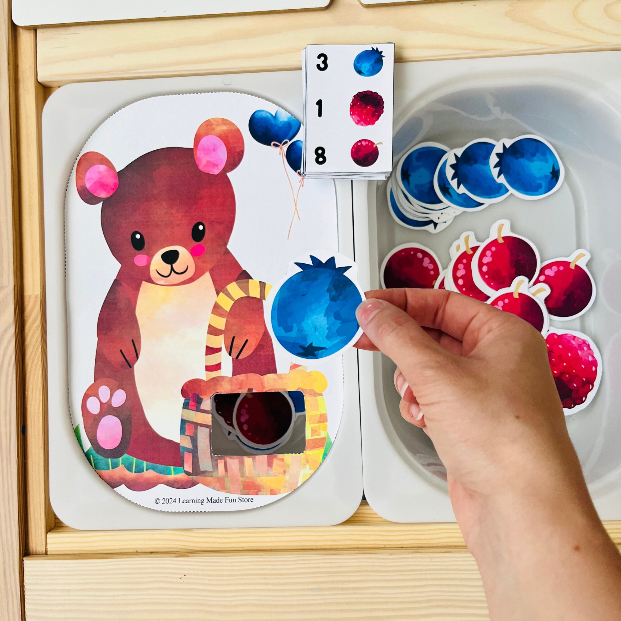 Bear Fruits Counting, Printable Flisat Insert, Trofast Insert ...