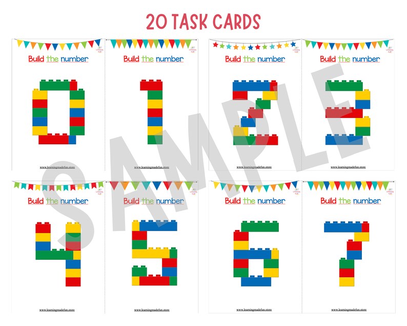 Brick Number Building Cards 0-20: Toddler Math (PDF Download) - Etsy