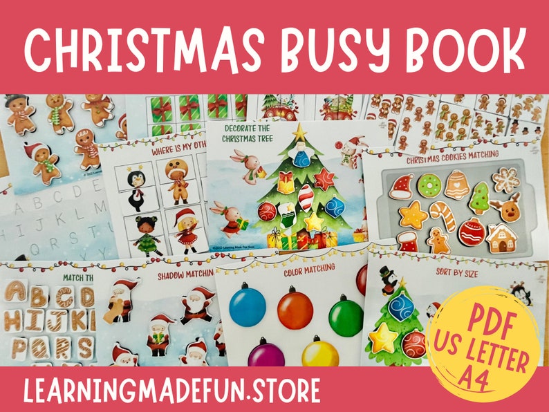 Christmas Busy Book Printable Busy Book for Toddler - Etsy