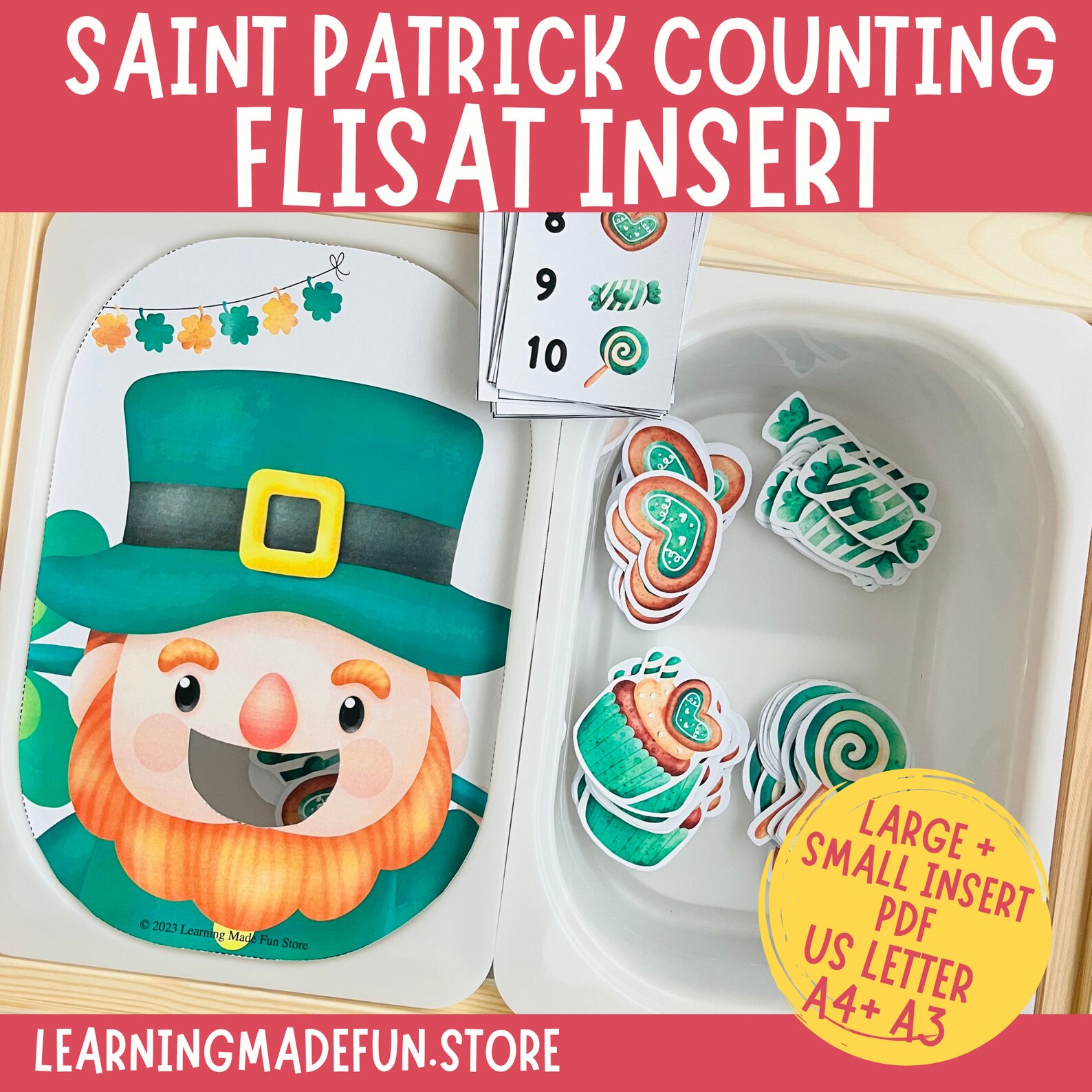 Saint Patrick Count Flisat Insert, Patrick Counting Activity, Printable ...