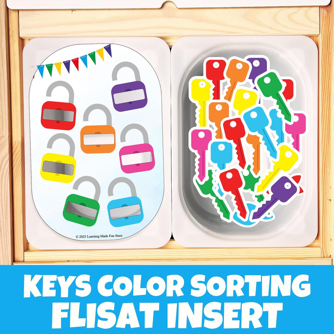 Keys Color Sorting Game Toddlers | Printable Flisat Insert for ...