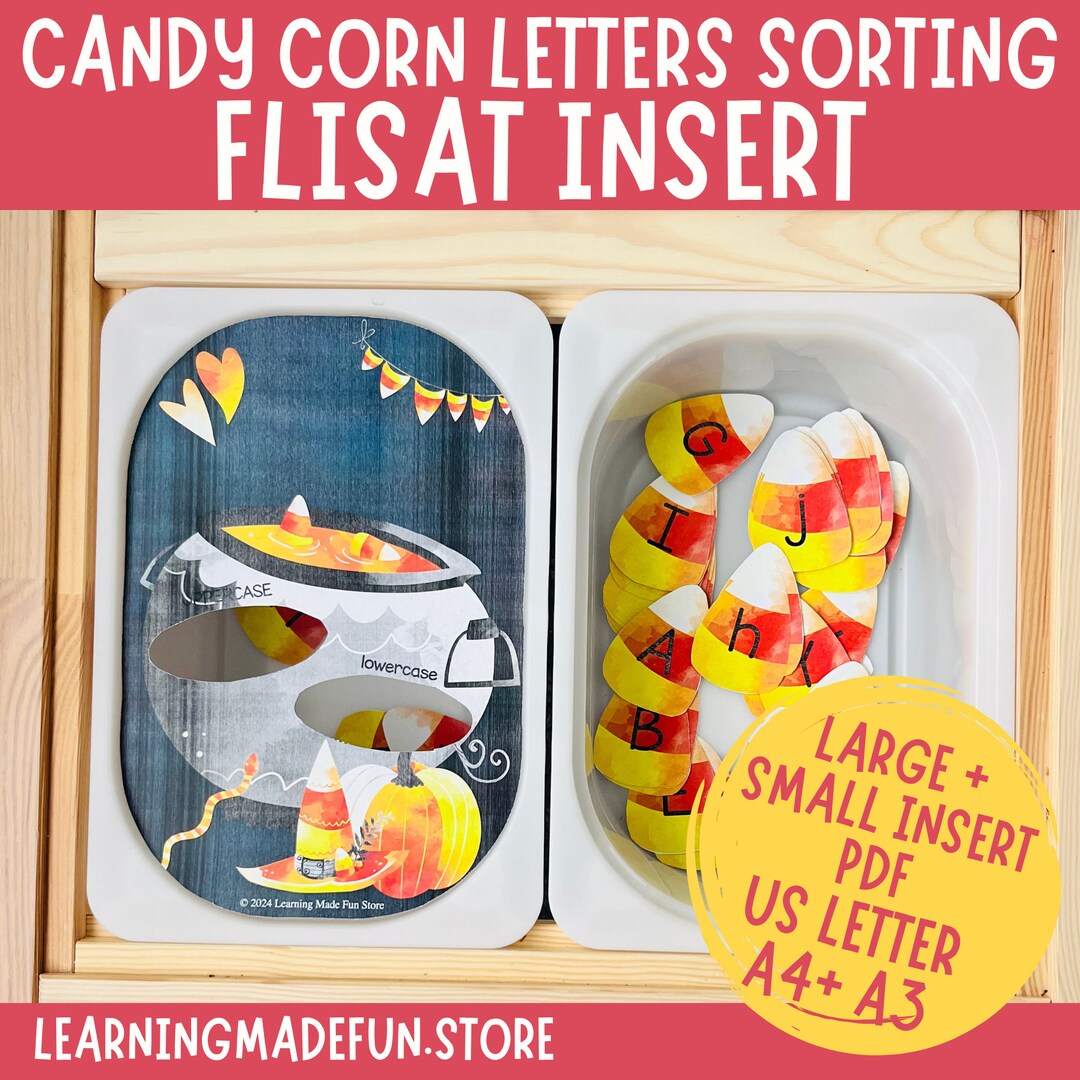 Candy Corn Letter Sorting Flisat Insert: Preschool Halloween (digital ...