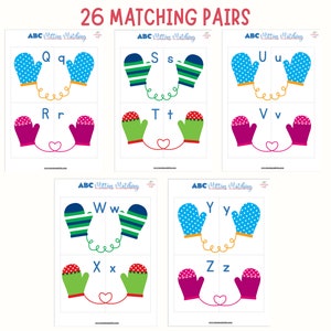Alphabet Matching Game, Uppercase Lowercase Match, ABC Mittens Matching ...