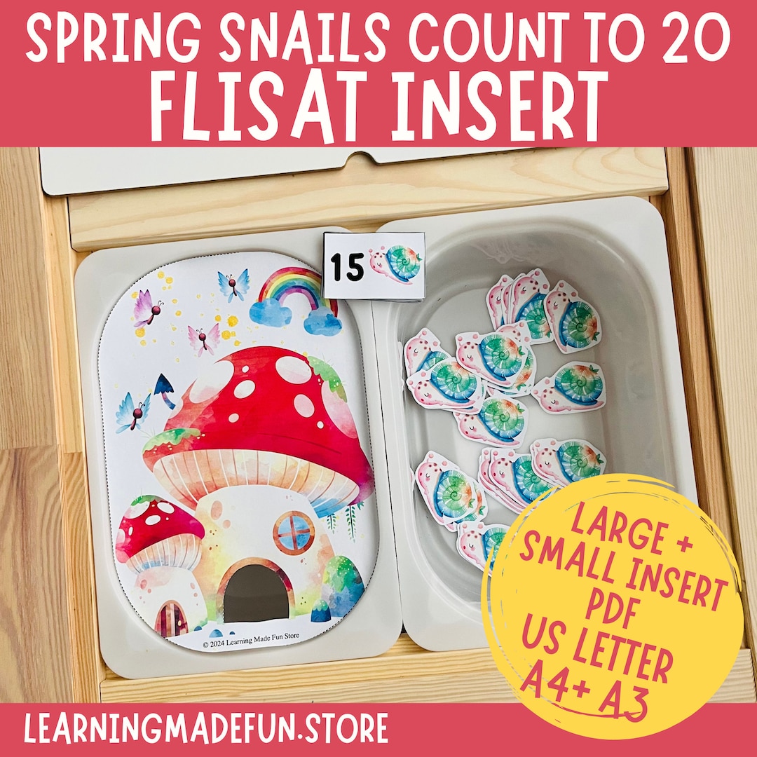 Spring Snails Counting to 20, Printable Flisat Insert, Trofast Insert ...