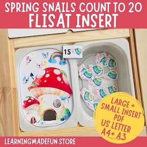 Spring Snails Counting to 20, Printable Flisat Insert, Trofast Insert ...