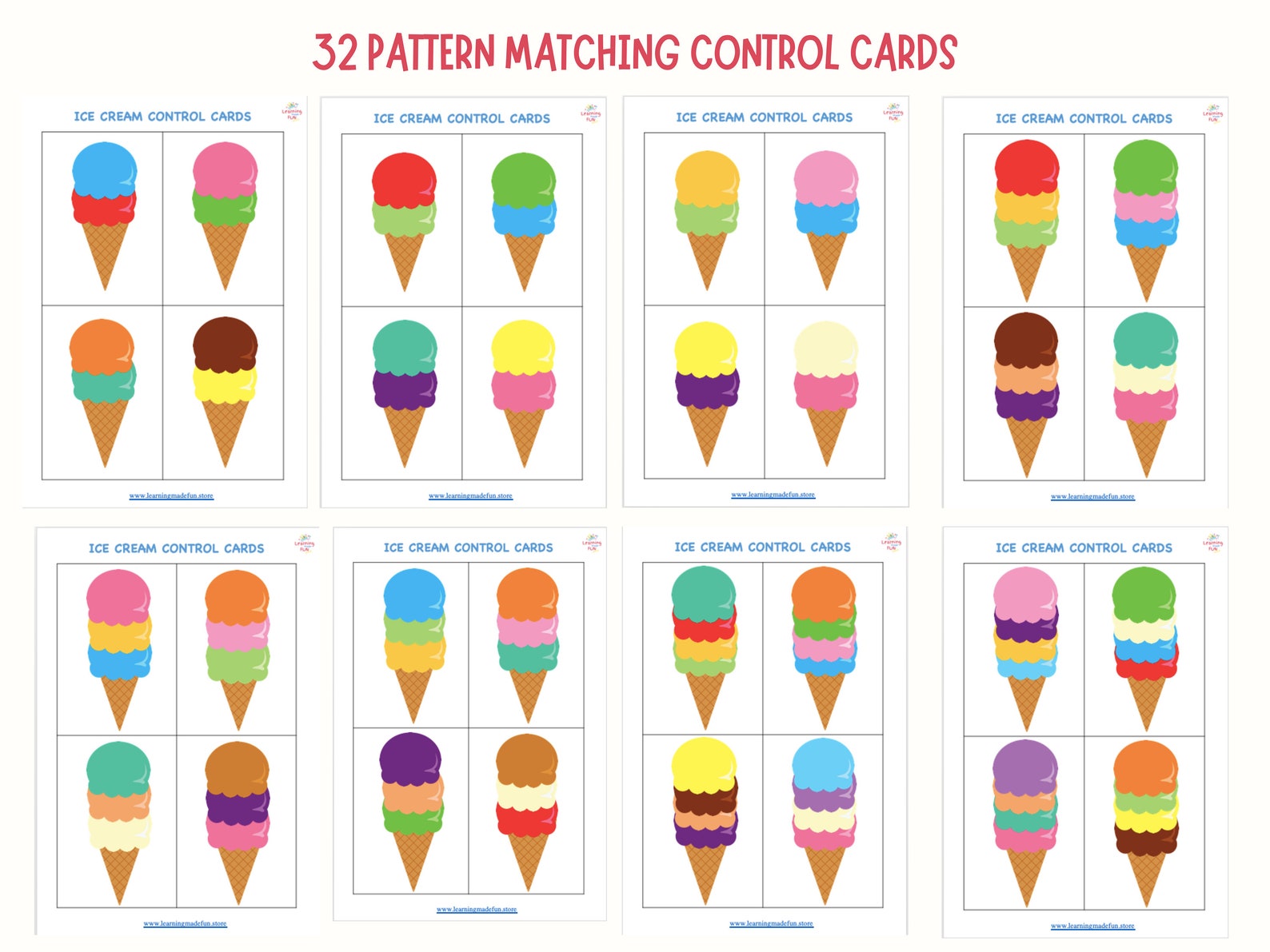 Ice Cream Matching Game Printable