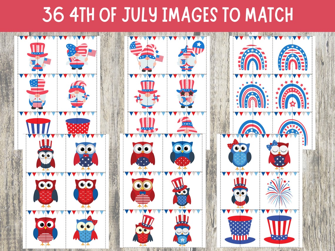4th of July Matching Game for Kids Summer Matching Activity - Etsy