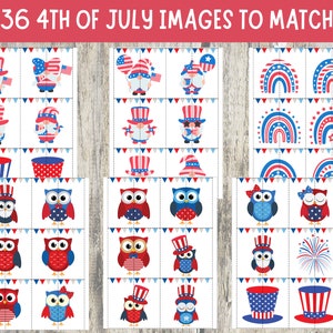 4th of July Matching Game for Kids, Summer Matching Activity, USA ...