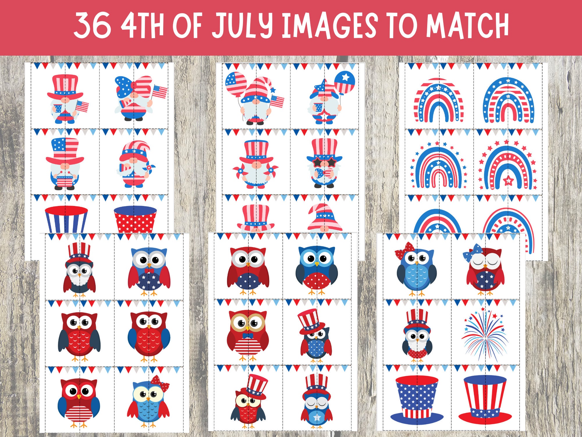 4th of July Matching Game for Kids, Summer Matching Activity, USA ...