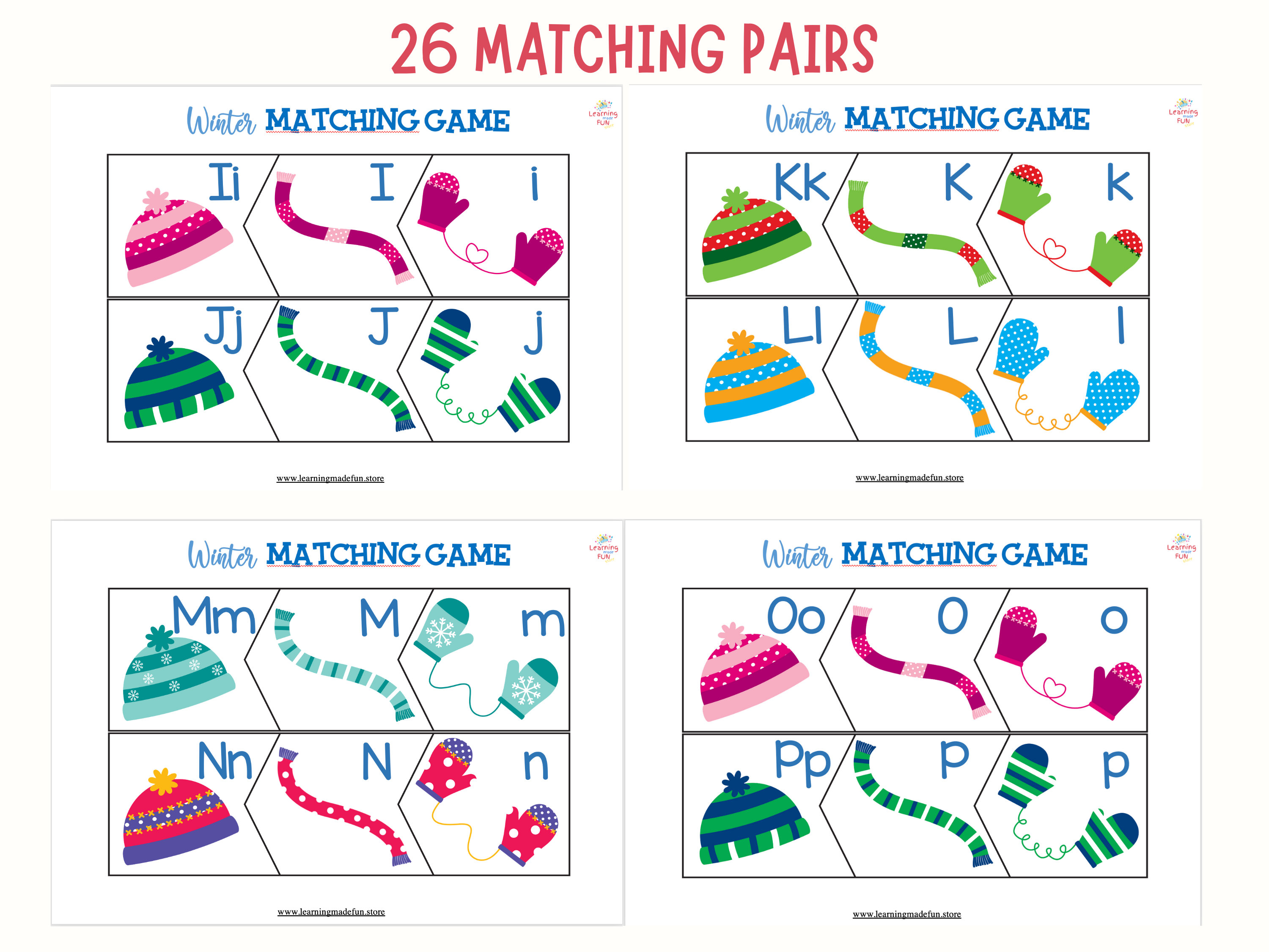 Winter Alphabet Matching Game Uppercase Lowercase Match ABC - Etsy