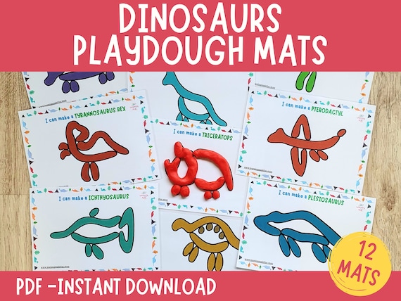 Dinosaurs Play Dough Mats Printable Play Doh Toddler - Etsy