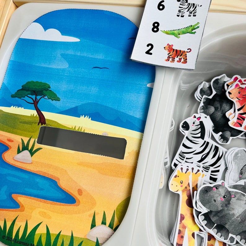 Safari Animals Counting Flisat Insert, Preschool Learning (digital ...