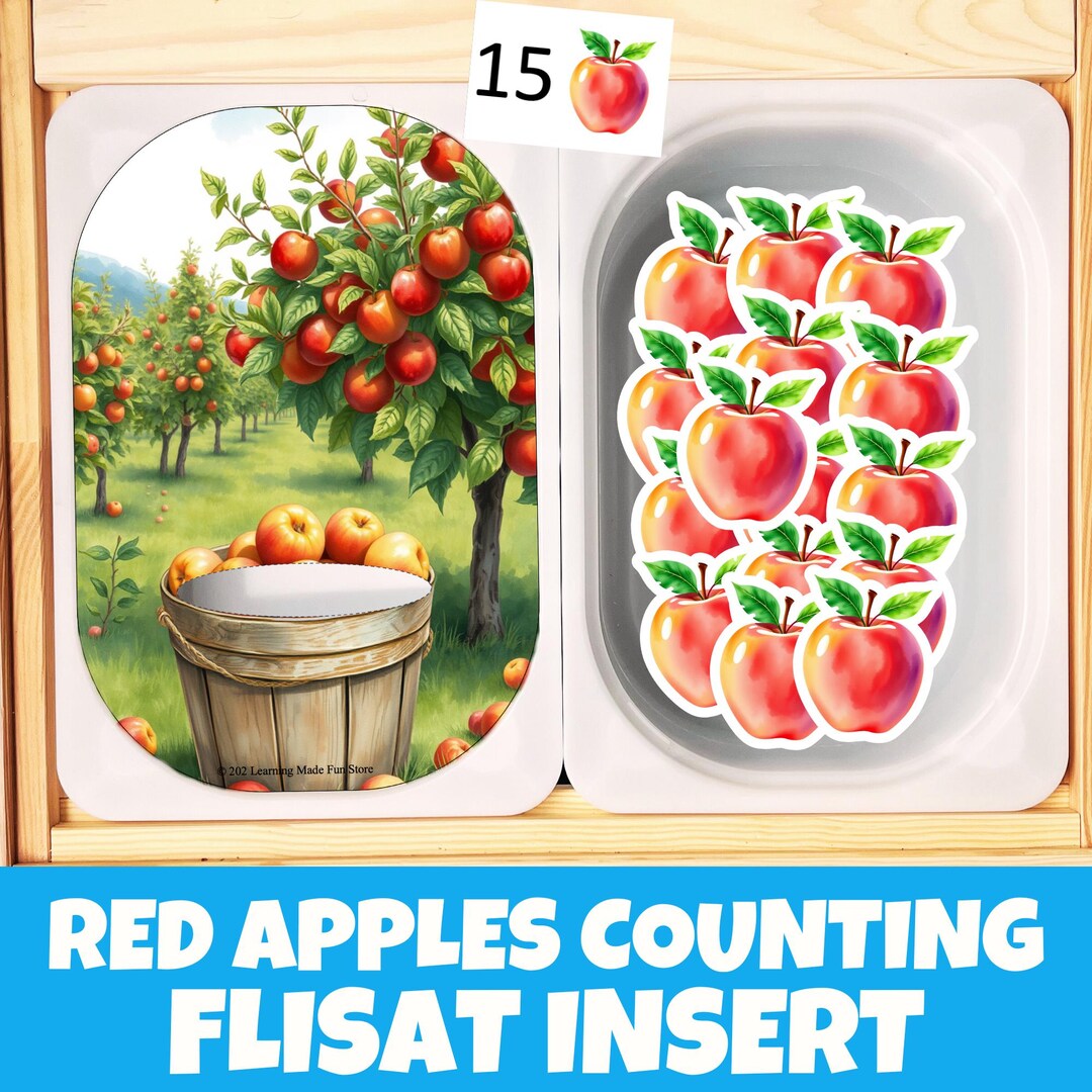 Red Apples Counting 1-20 Printable Flisat Insert Math Task Cards for ...