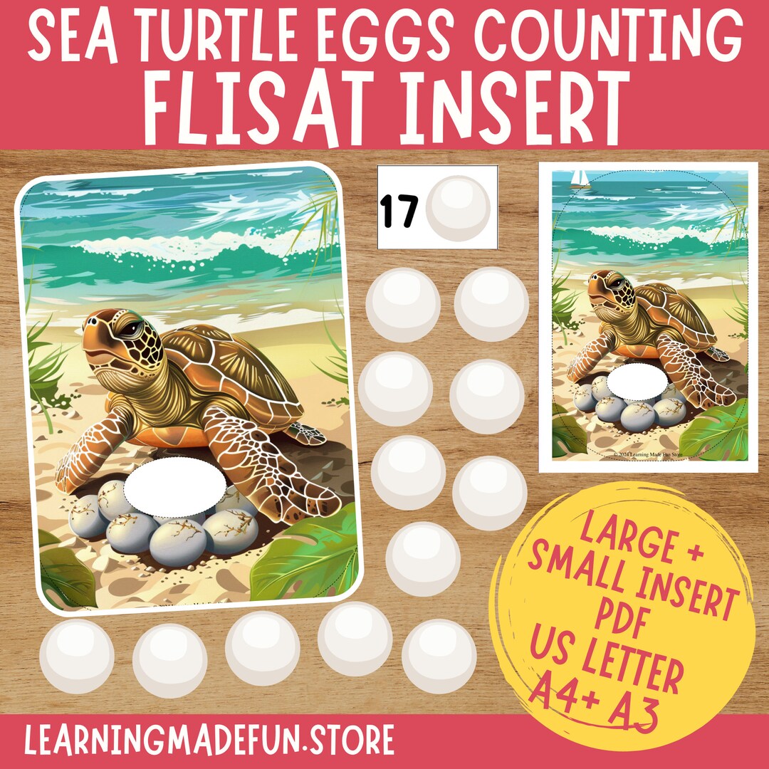 Sea Turtle Eggs Counting to 20, Printable Flisat Insert, Trofast Insert ...